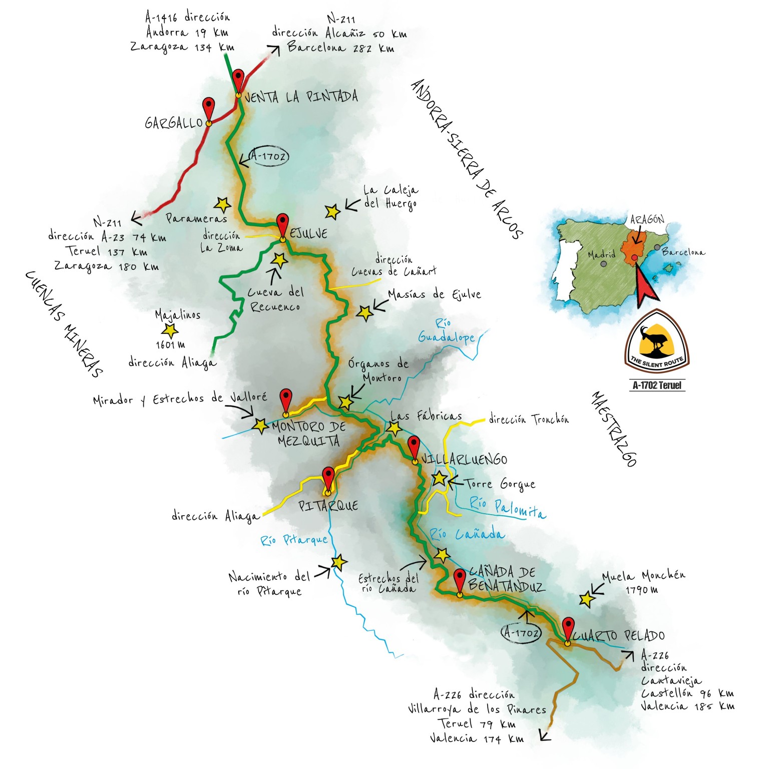 La Ruta del Silencio (A-1702, Teruel): guía completa y mapa de paradas ...